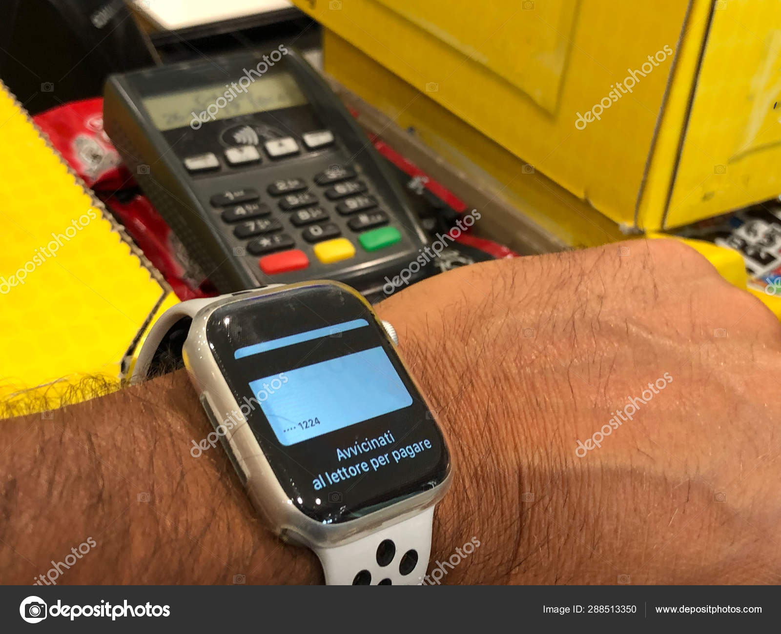 Contactless paying system with smartphone and wireless receiver, Stock ...