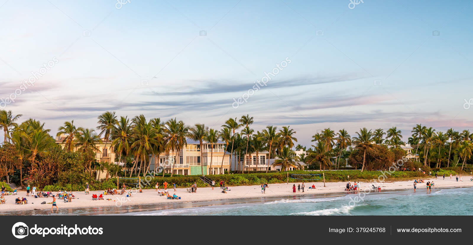 Naples White Sand Beach Turquoise Water Dusk Florida — Stock Photo ...