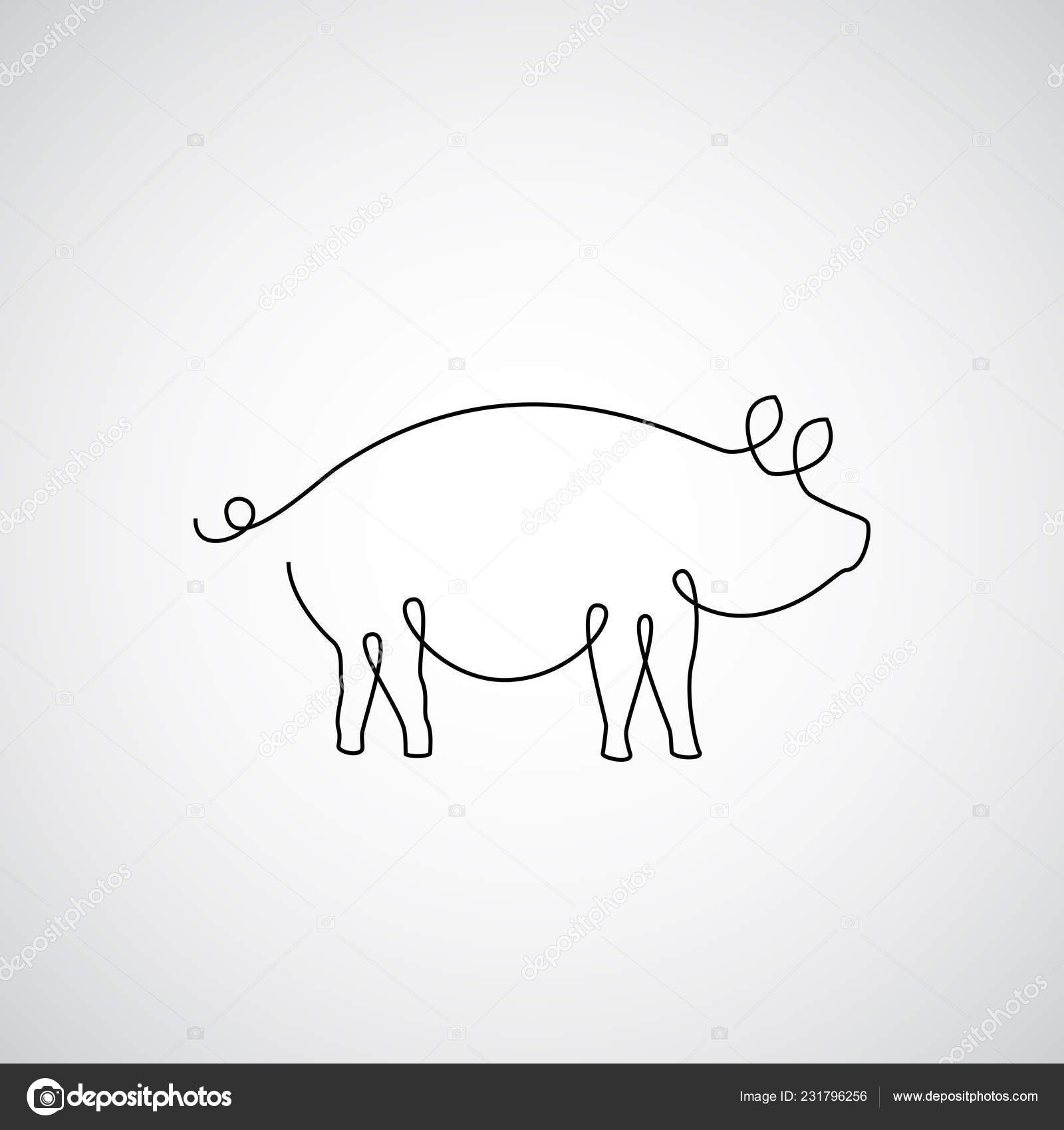 One Line Pig Silhouette Vector Illustration Stock Vector Image by ...