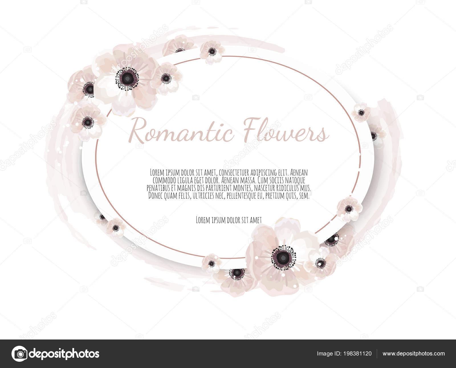 Oval Invitation Design Background Flowers Leaves Vector Illustration ...