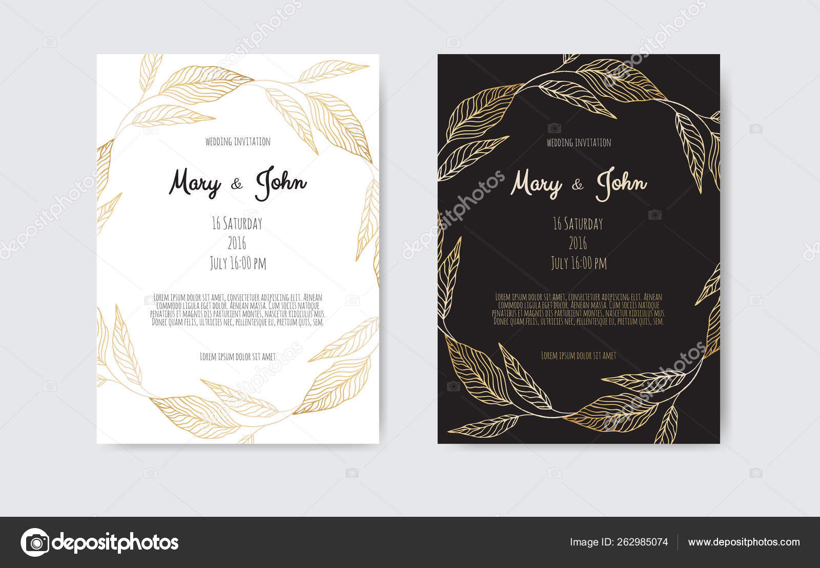 Vector invitation with gold floral elements. Luxury ornament template ...