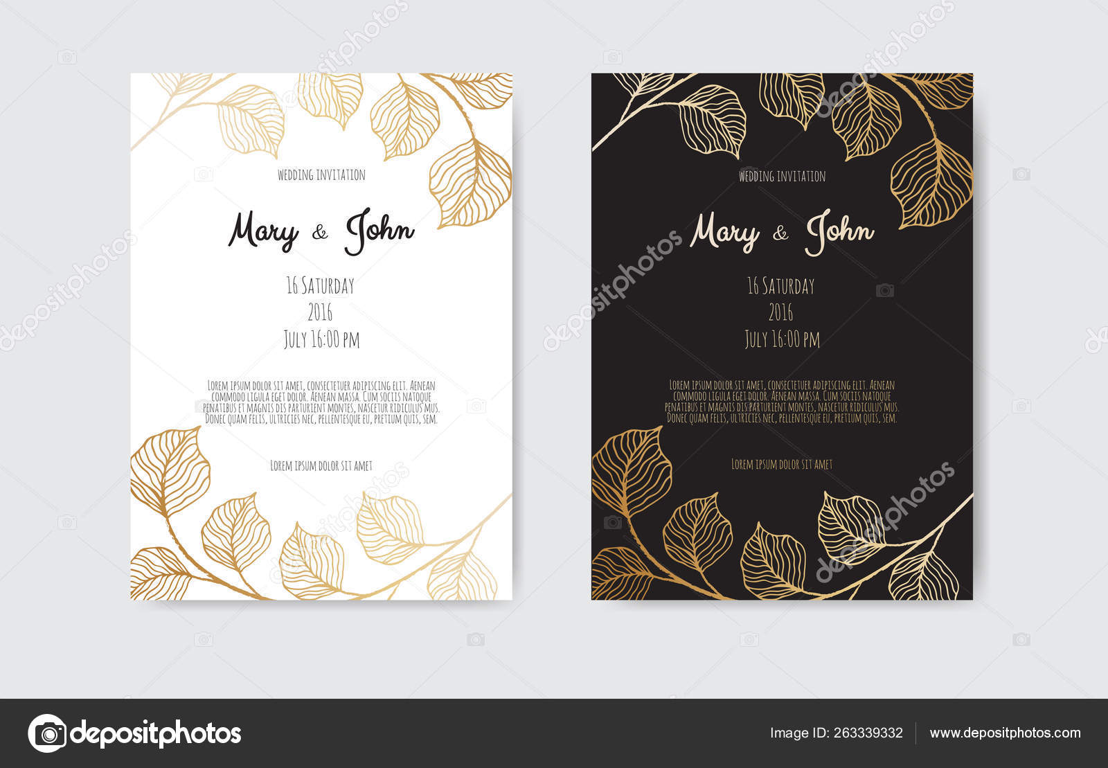 Vector invitation with gold floral elements. Luxury ornament template ...