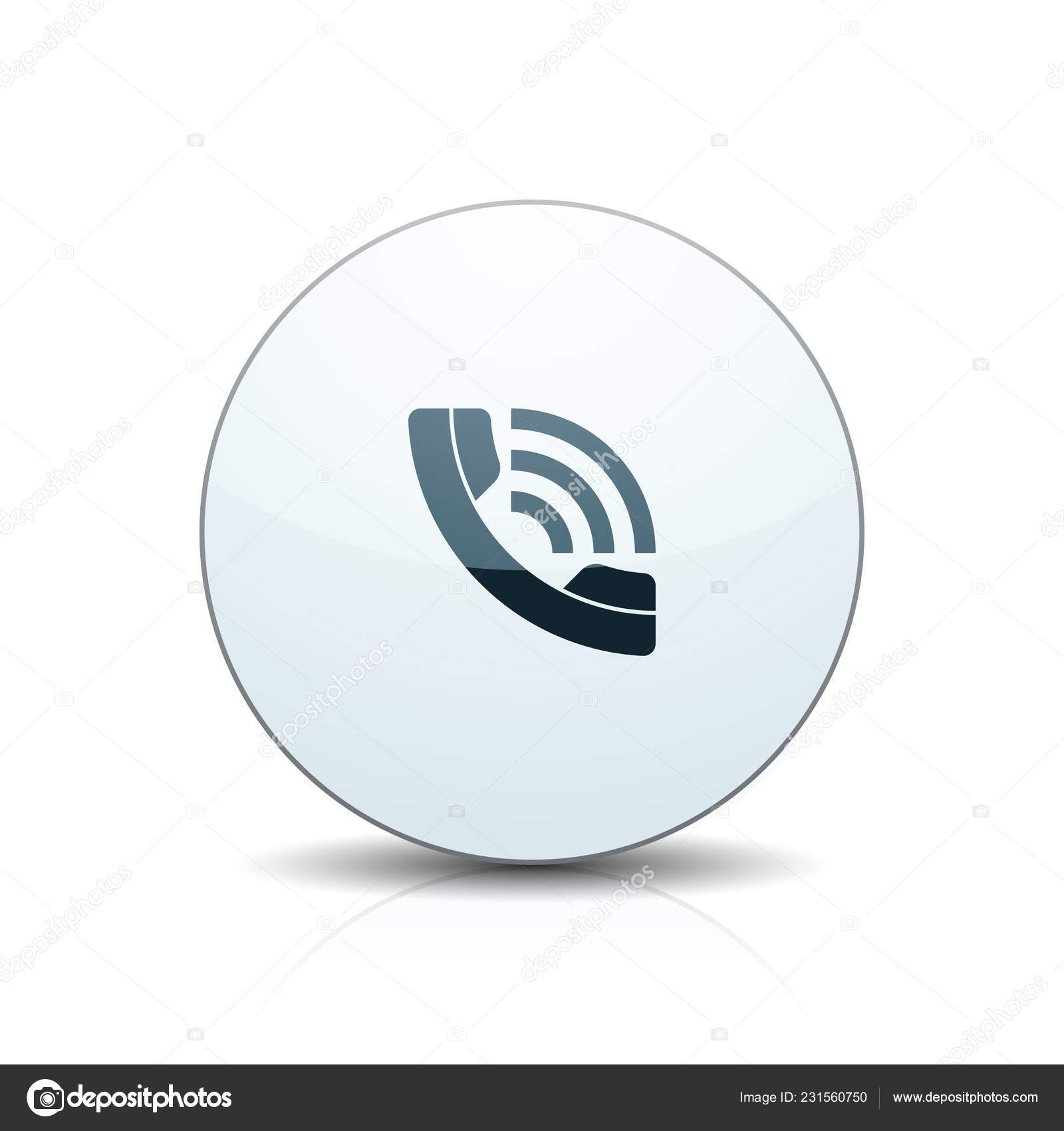 Handset Sign Button Isolated White Background Vector Illustration Stock ...