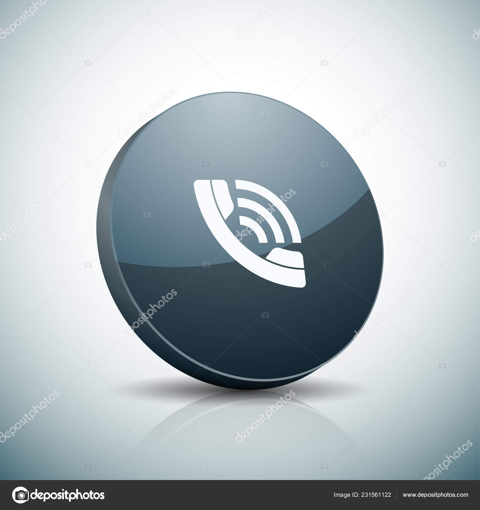 Handset Sign Button Isolated White Background Vector Illustration Stock ...