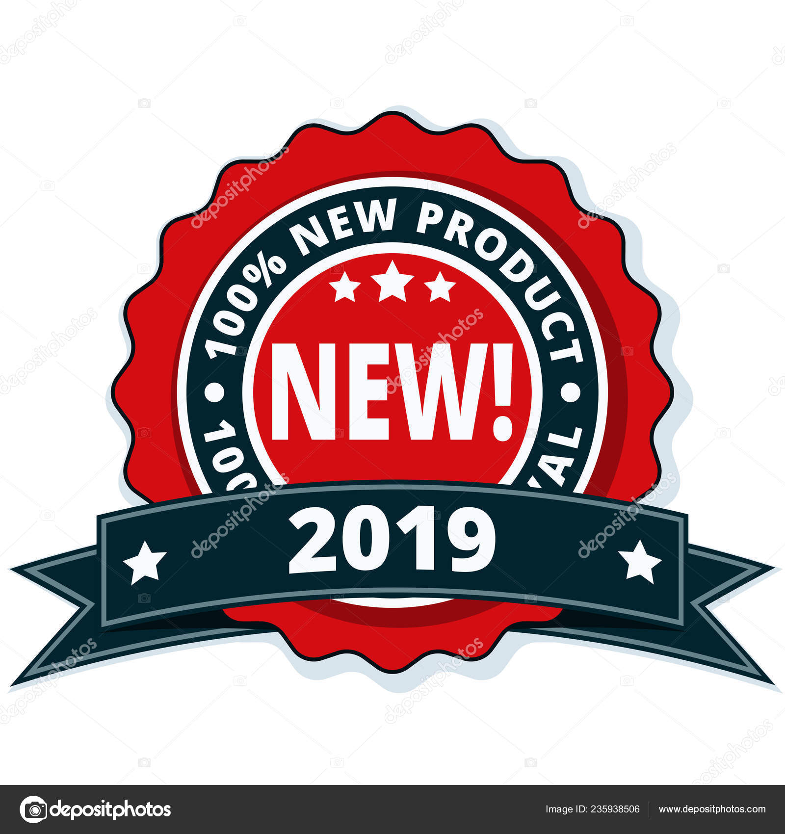 New Product Label Inscription 2019 Black Ribbon Vector Illustration ...