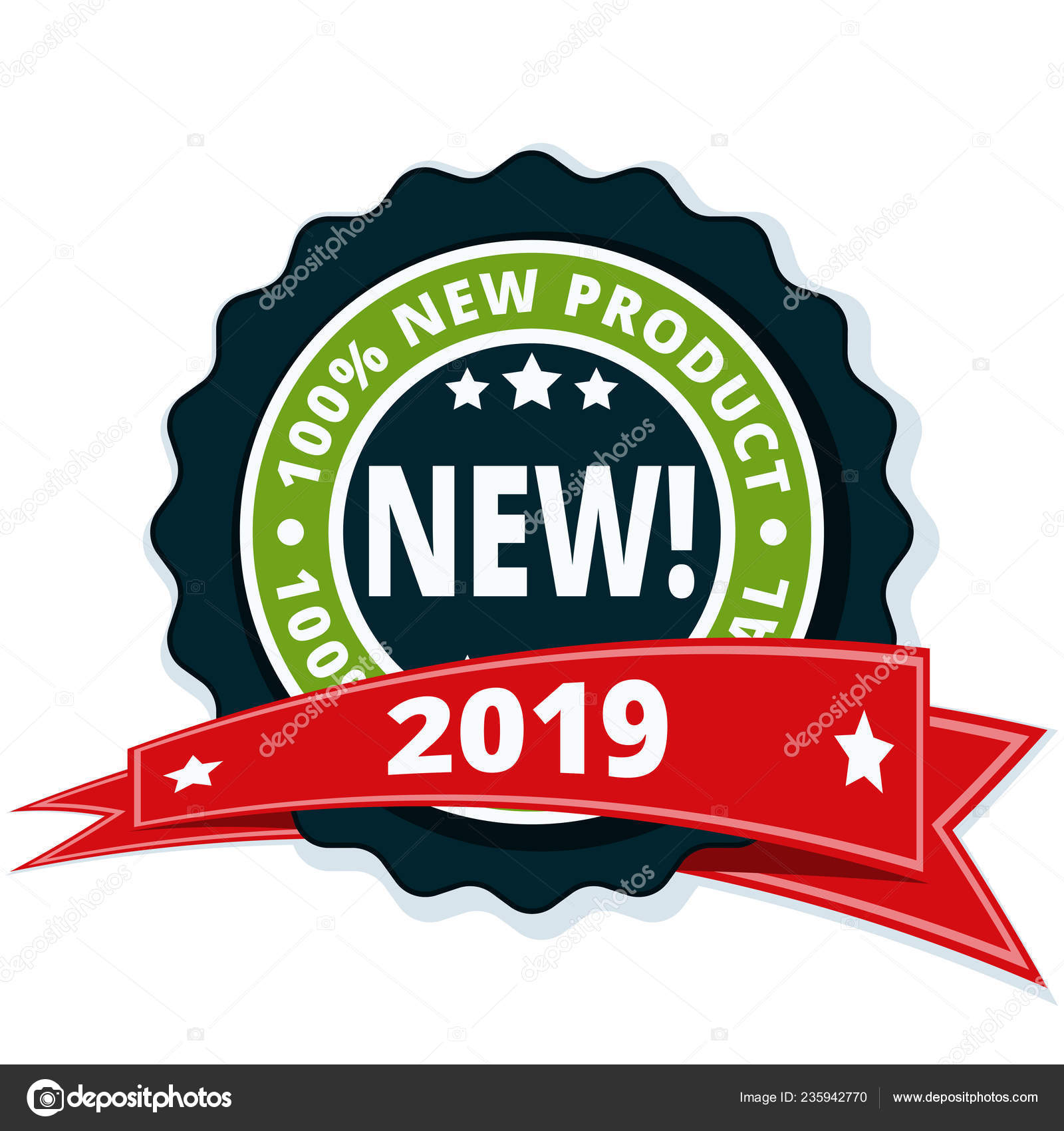 New Product Label Inscription 2019 Red Ribbon Vector Illustration Stock ...