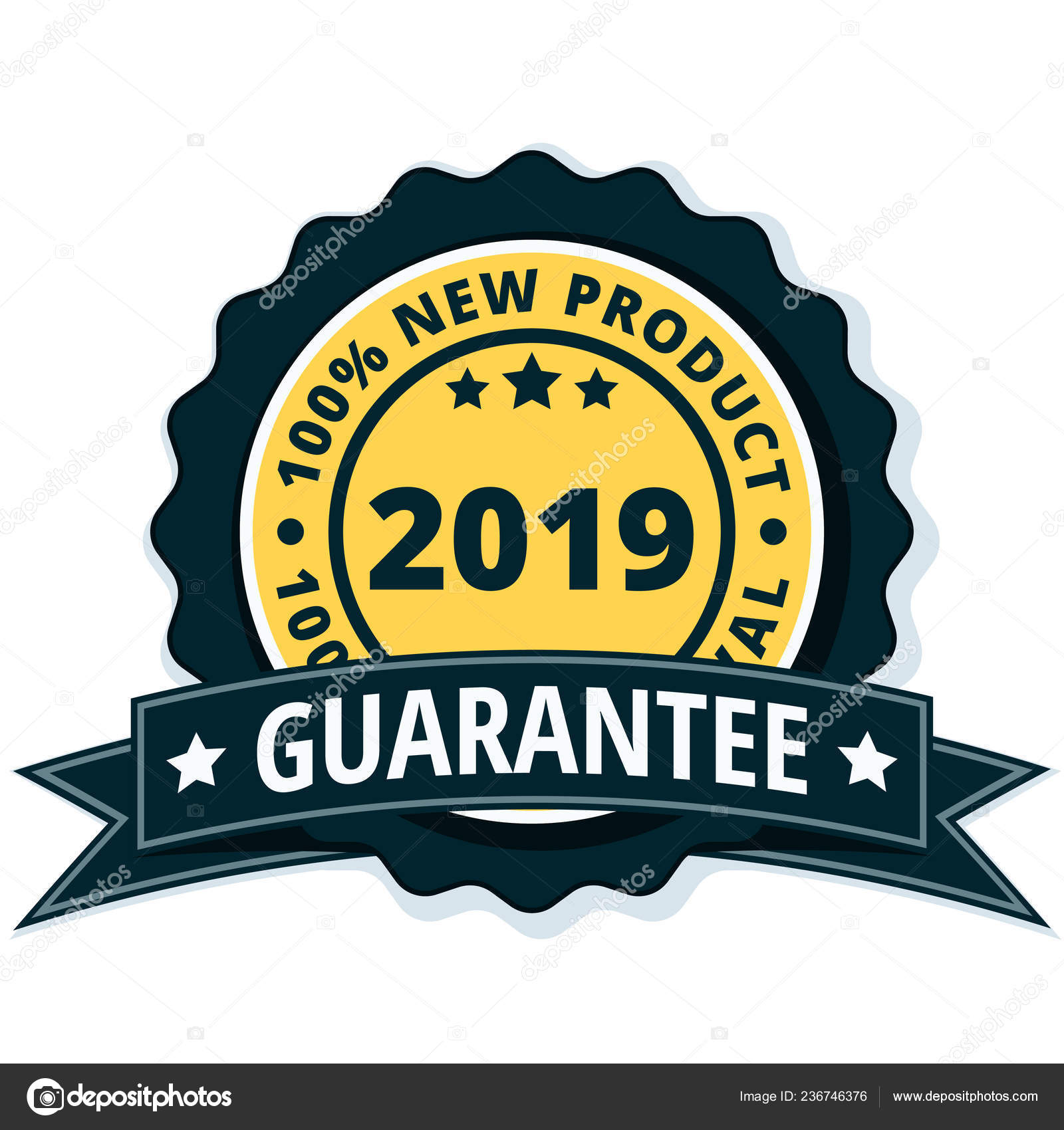 New Product Label Inscription 2019 Black Guarantee Ribbon Vector ...