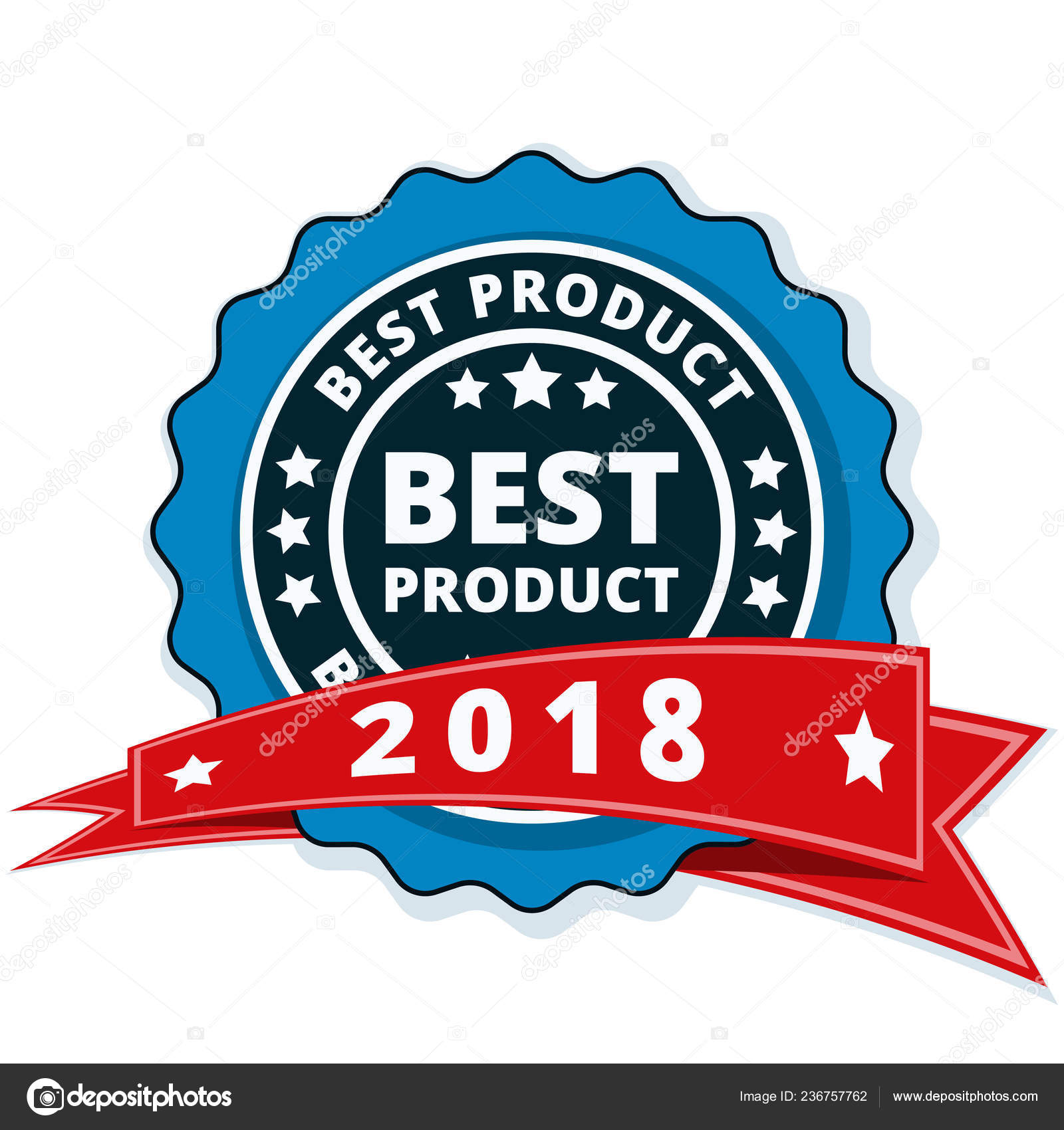 Best Product Label Inscription 2018 Red Ribbon Vector Illustration ...