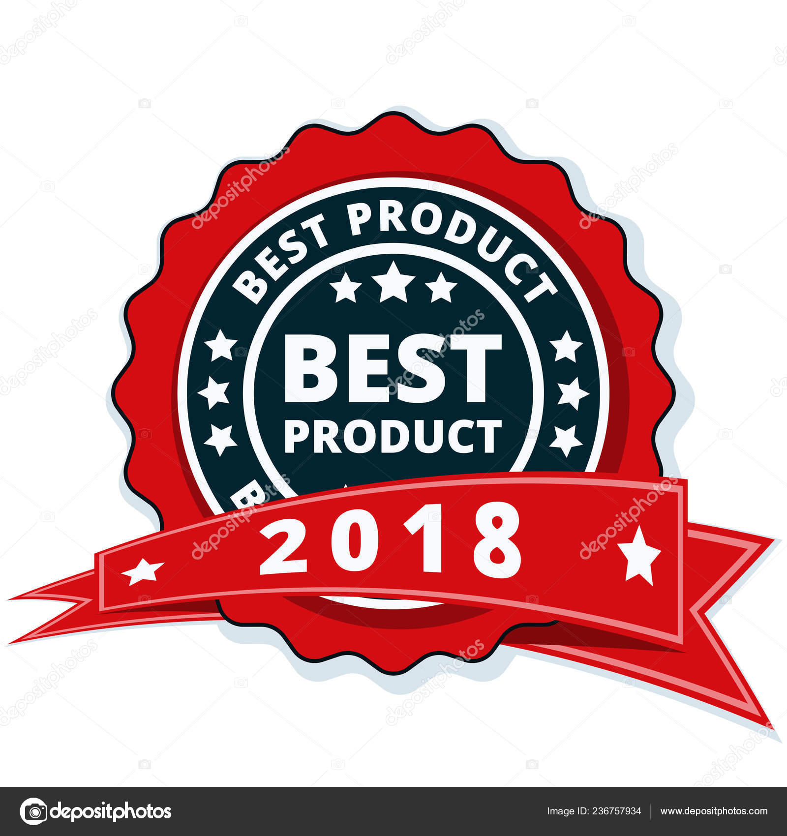 Best Product Label Inscription 2018 Red Ribbon Vector Illustration ...