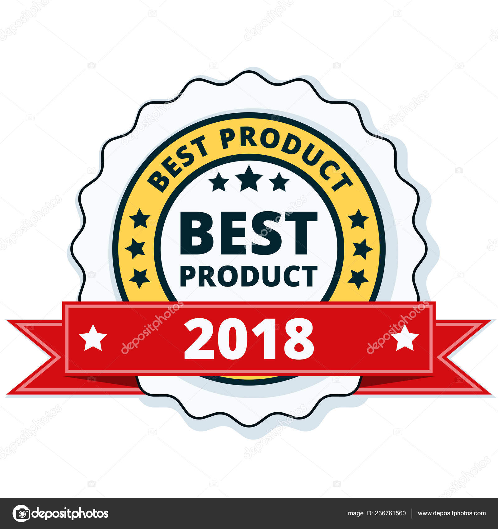 Best Product Label Inscription 2018 Red Ribbon Vector Illustration ...