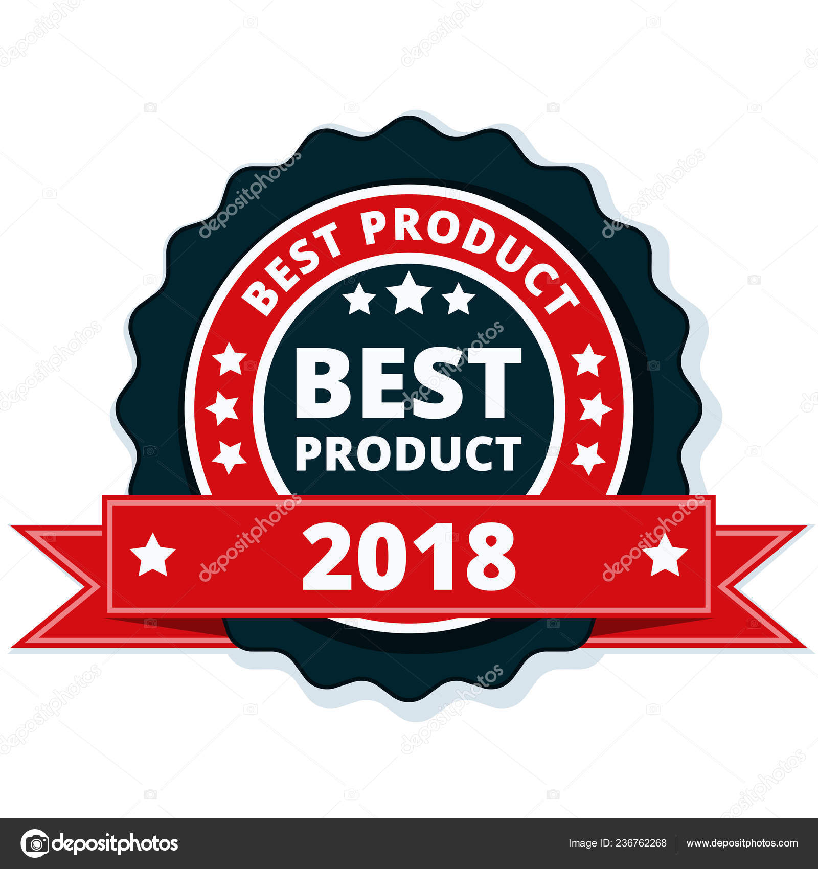 Best Product Label Inscription 2018 Red Ribbon Vector Illustration ...