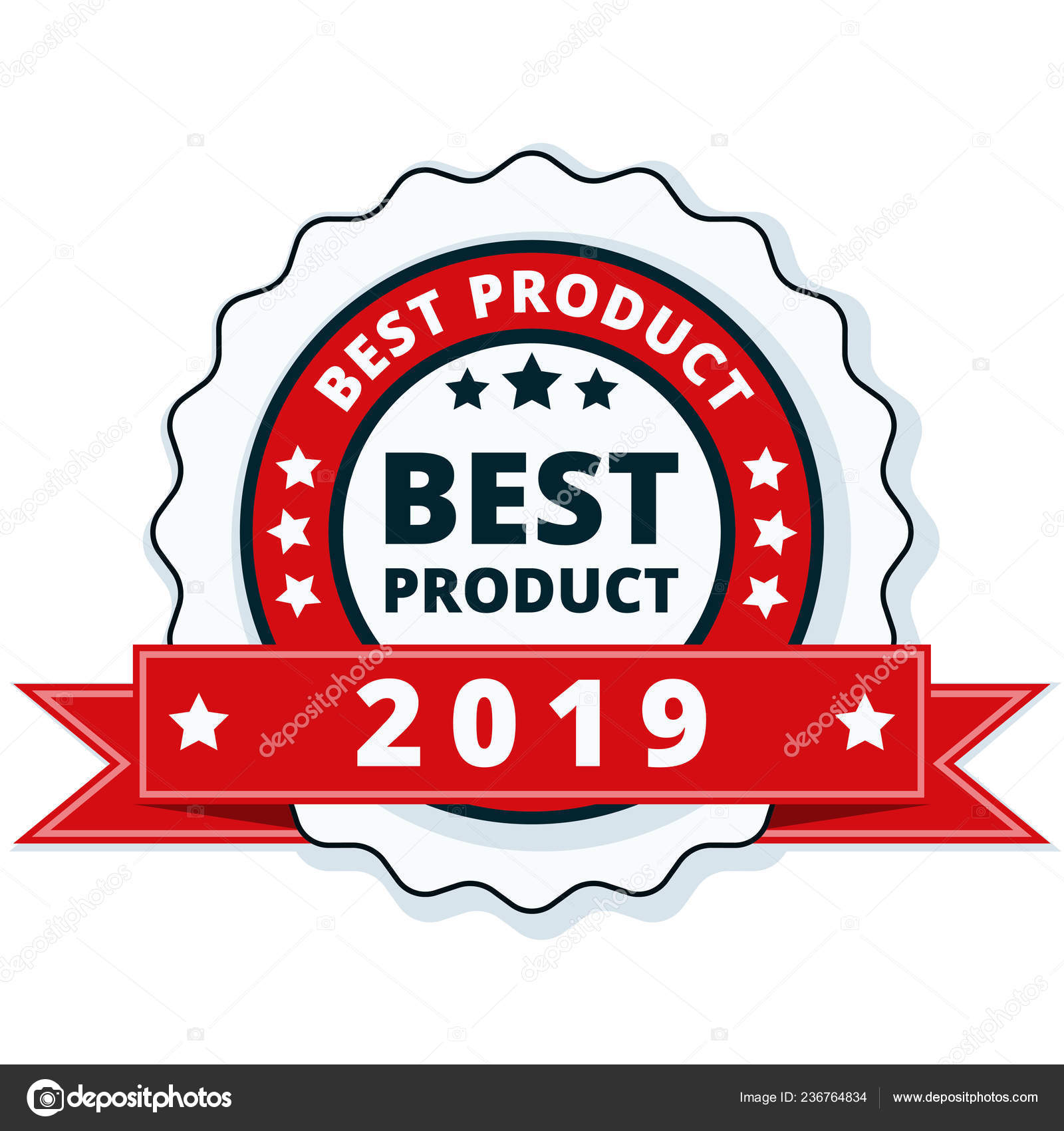Best Product Label Inscription 2019 Red Ribbon Vector Illustration ...