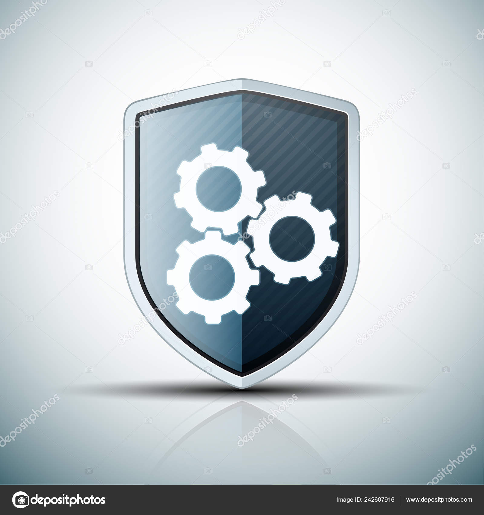 Icono Escudo Con Signos Engranaje Servicio Ilustración Vectorial Vector ...