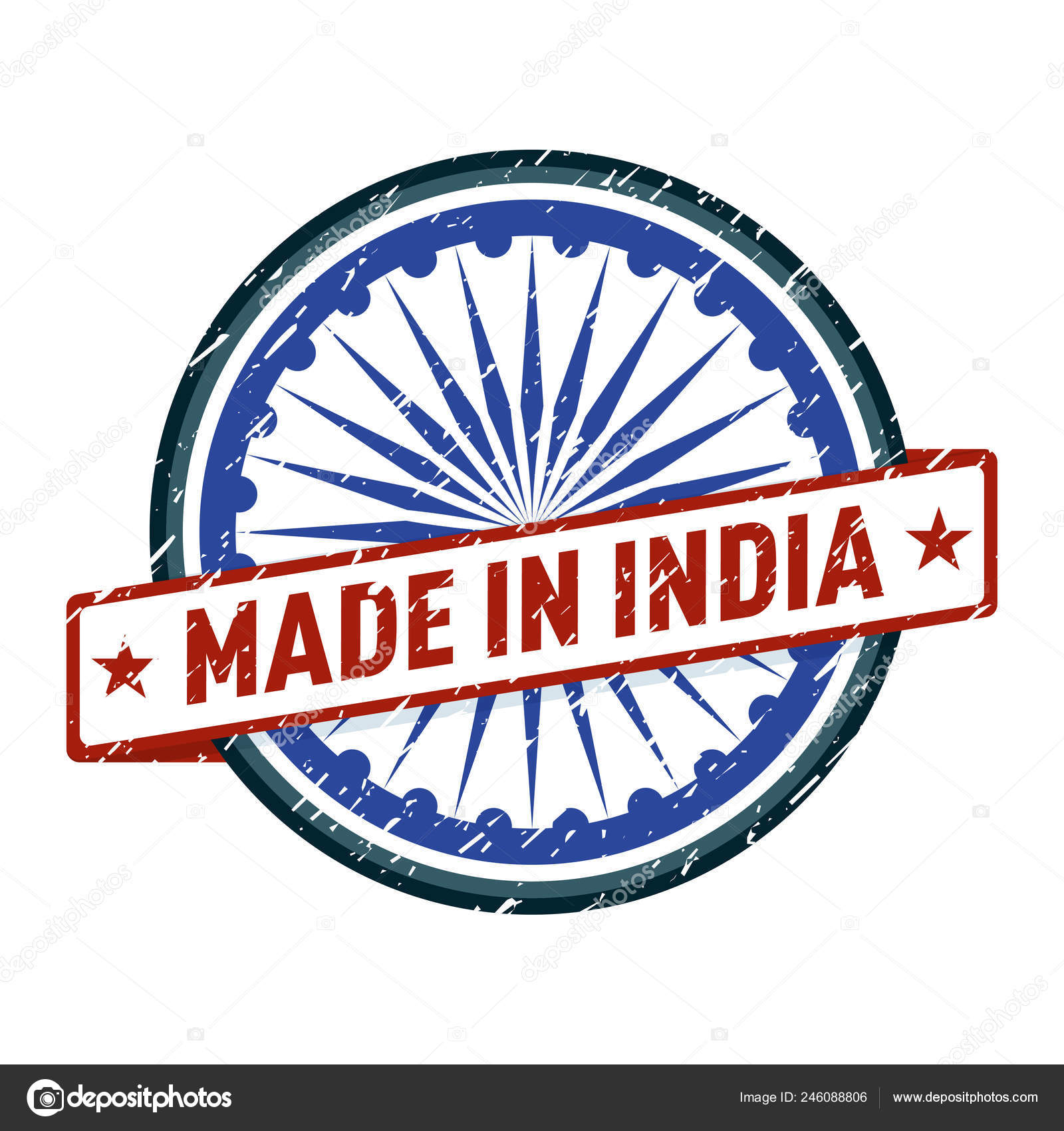 Button Text Made India Flag Vector Illustration Stock Vector Image by ...