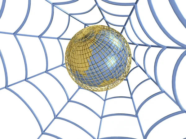 Network - web and globe on white background, 3D illustration. - Stock ...