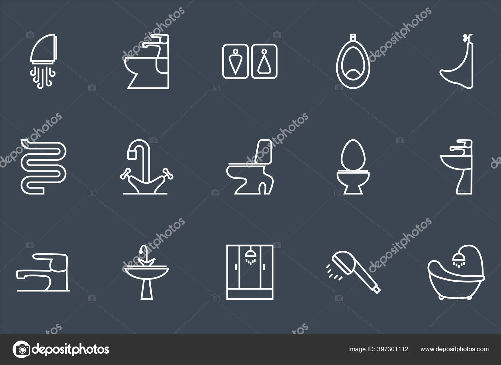 Sanitary engineering vector thin line related icon set for web and ...