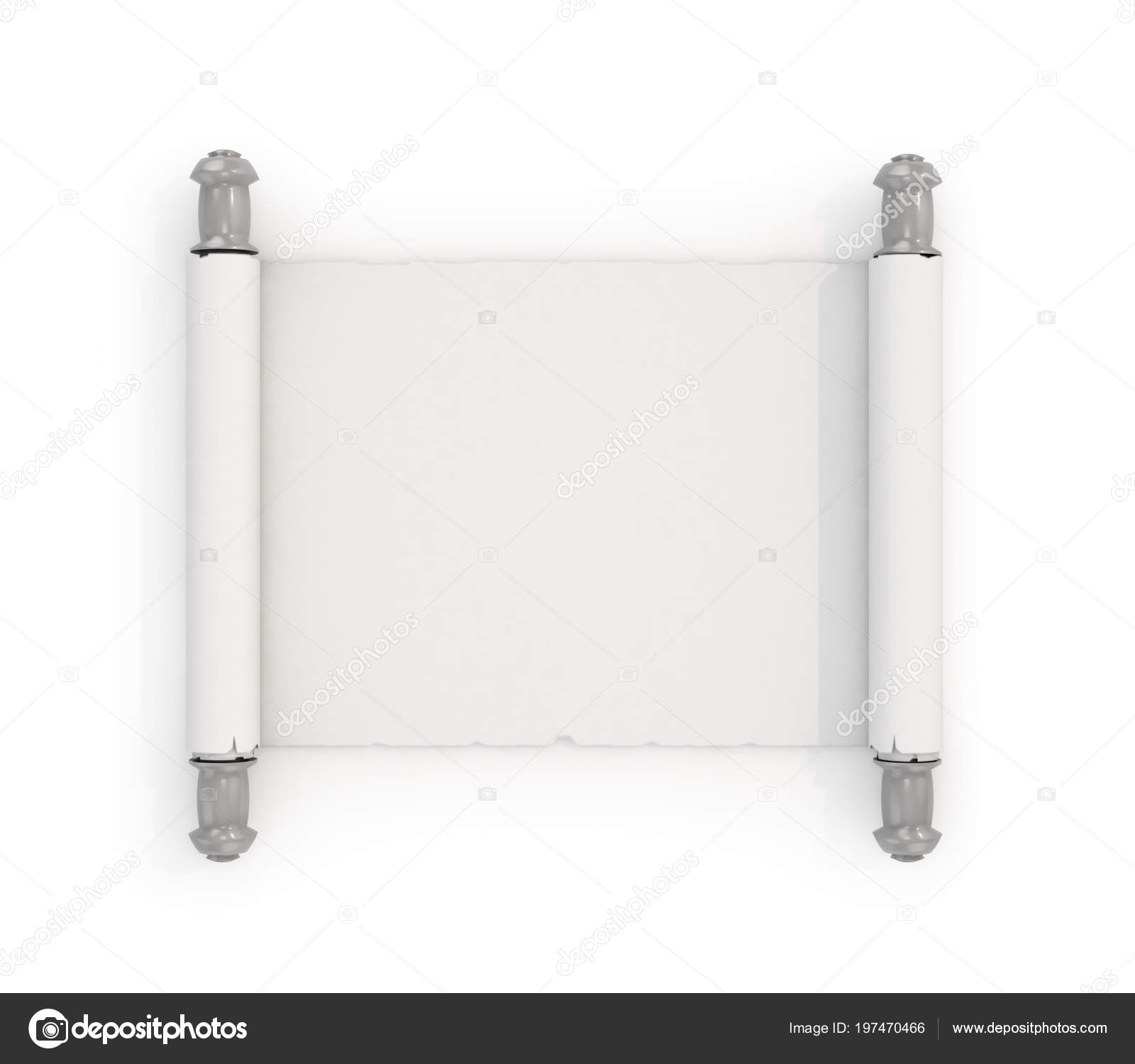 White Scroll Isolated White Background Top View Illustration Stock ...
