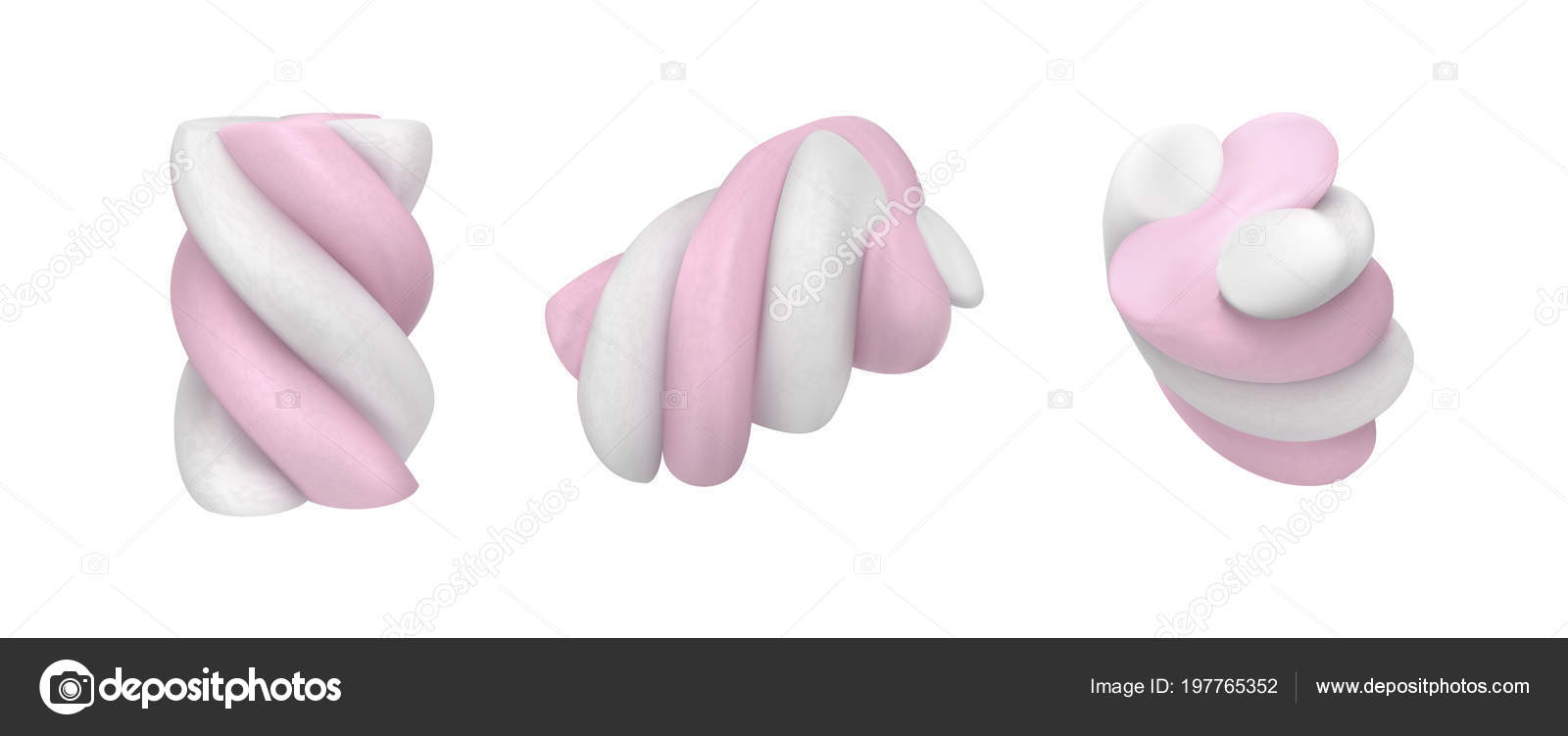 Beautiful White Pink Marshmallows Isolated White Background Vector ...