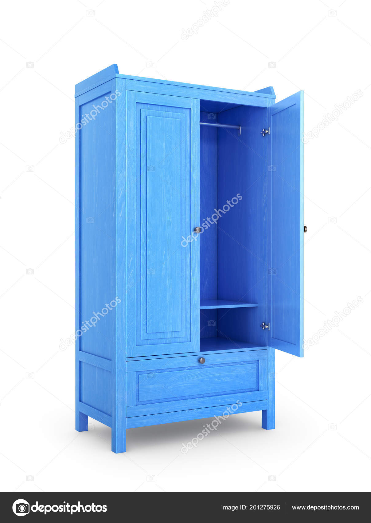 Side View Wooden Cabinet Open Door Isolated White Background ...