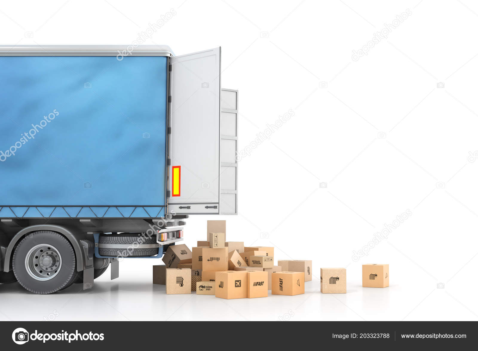 Delivery Concept Cardboard Boxes Drop Out Transport Isolated White ...