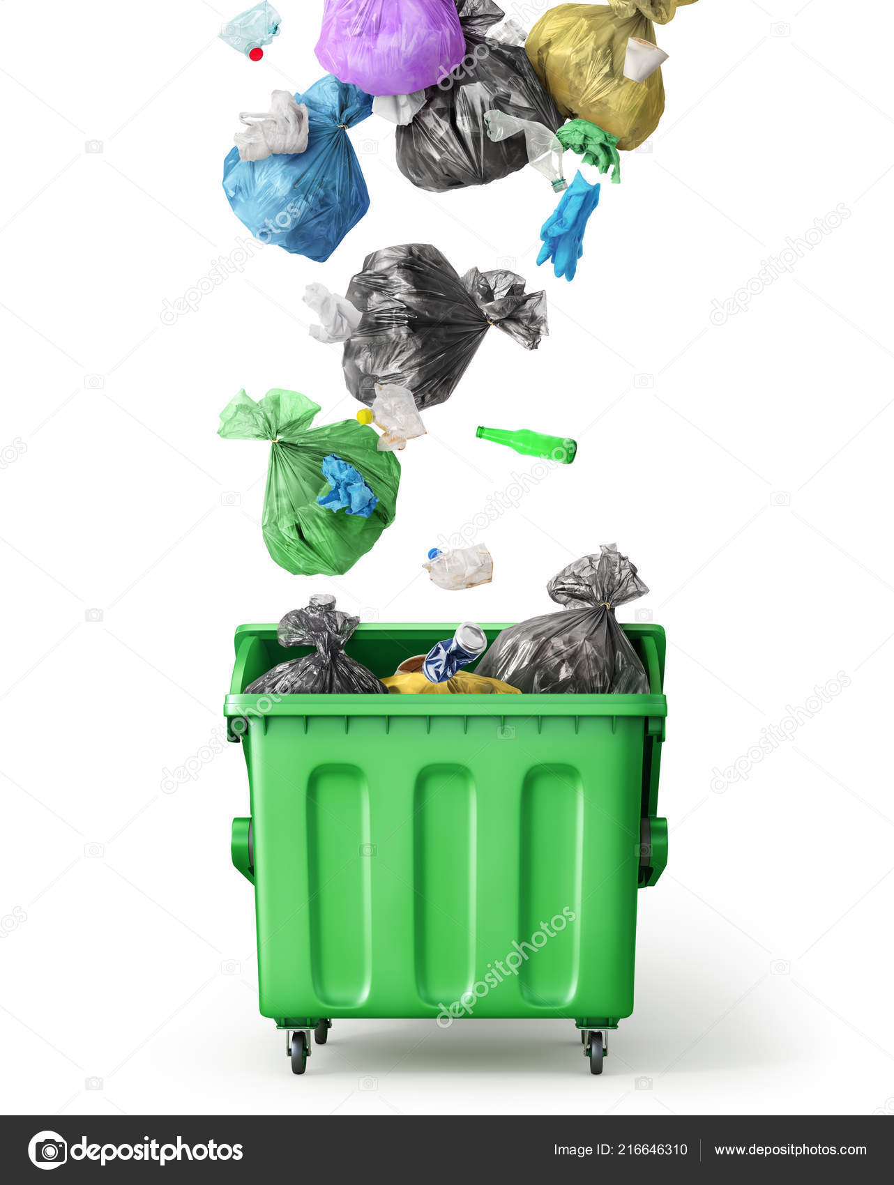 Garbage Falls Trash Can White Background Stock Photo by ©urfingus 216646310