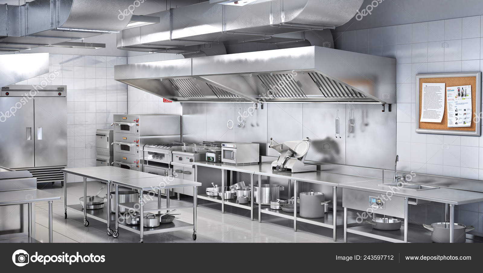 Industrial Kitchen Restaurant Kitchen Illustration Stock Photo by ...