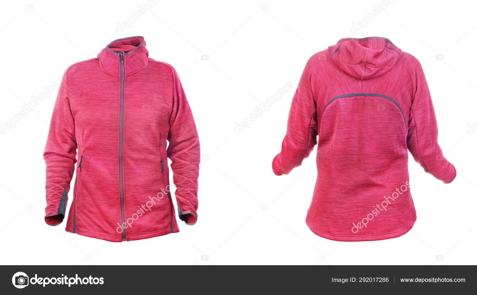 Blank red hoodie front and back isolated on a white background Stock ...
