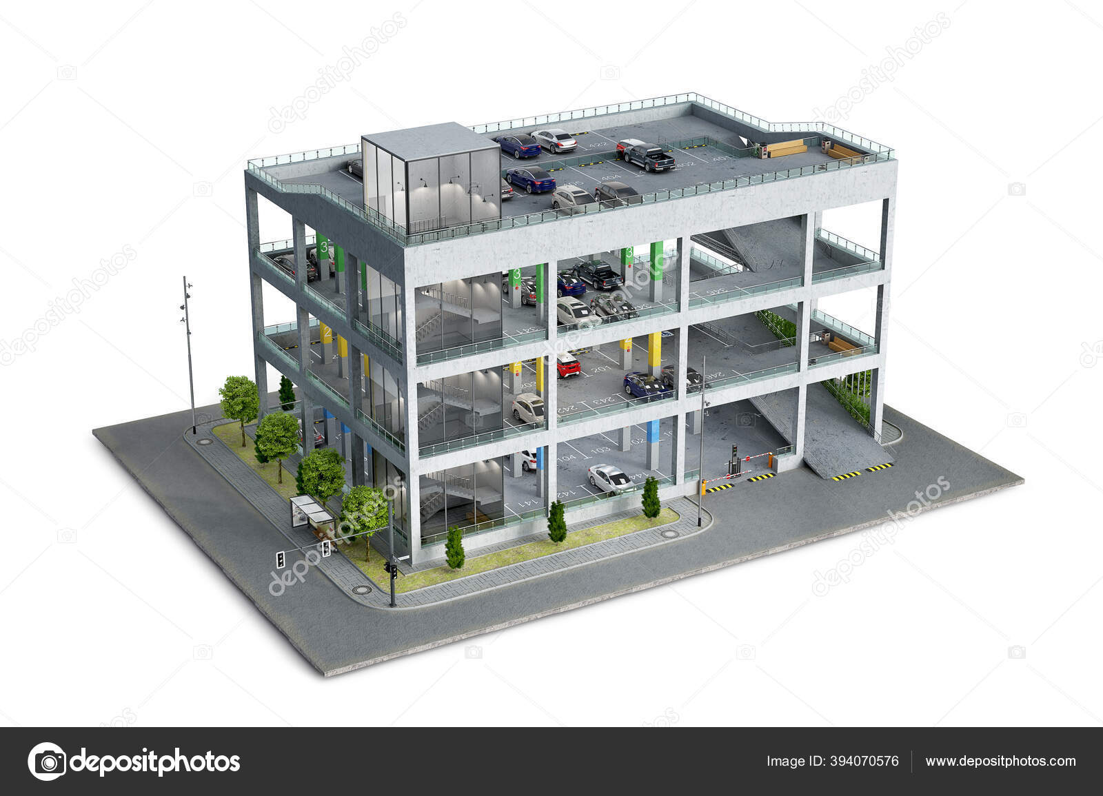 Modern Parking Building Piece Ground Illustration Stock Photo by ...