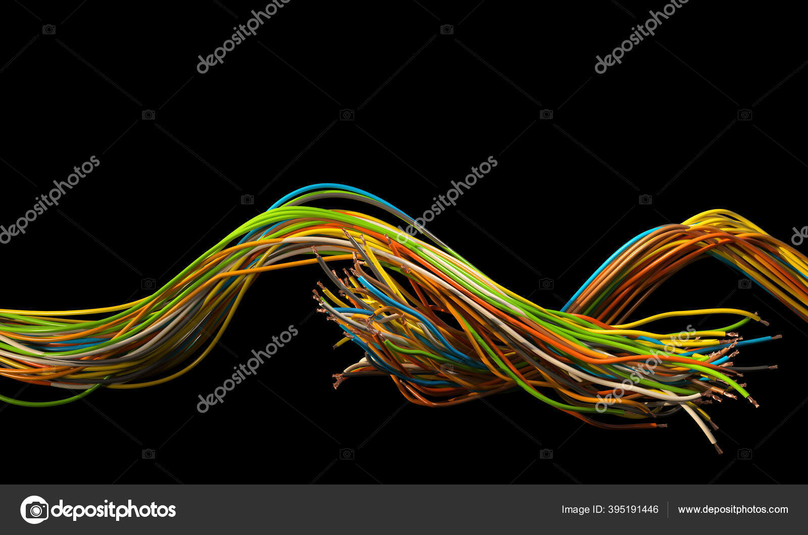Set Colored Wires Black Background Illustration Stock Photo by ...