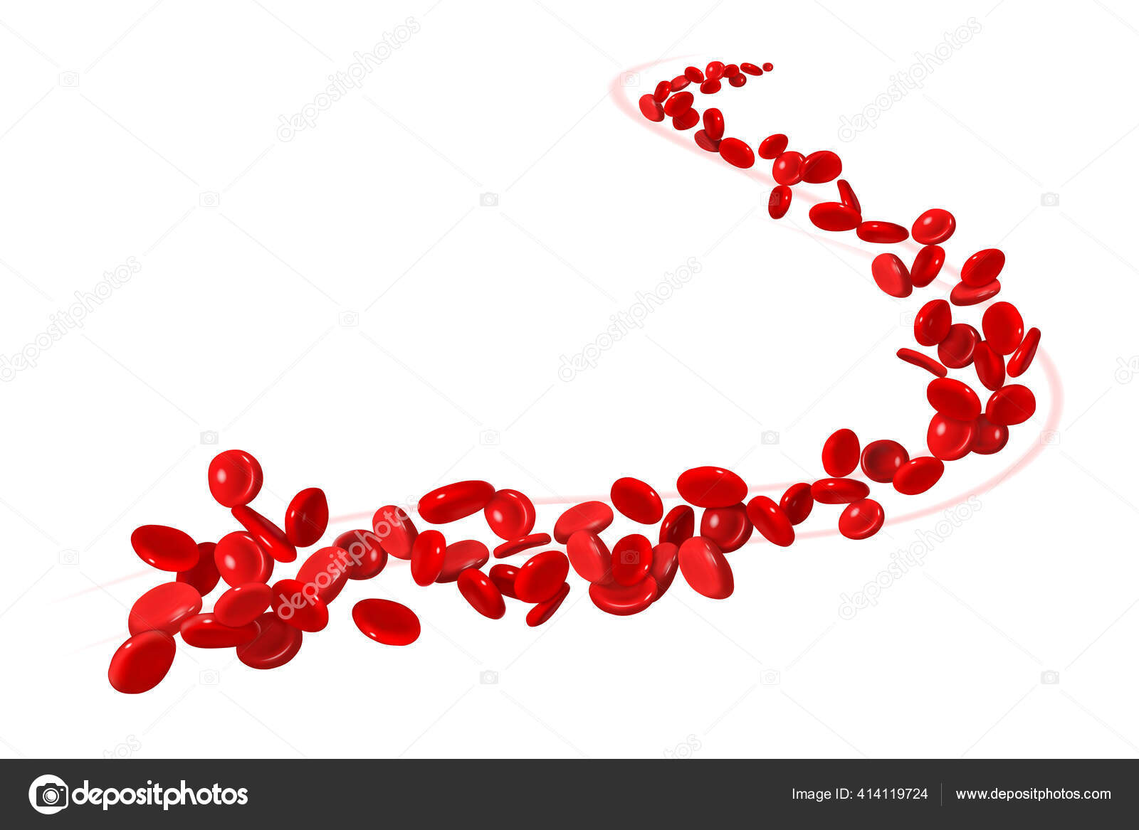 Red Blood Cells Flowing Artery White Background Vector Illustration ...