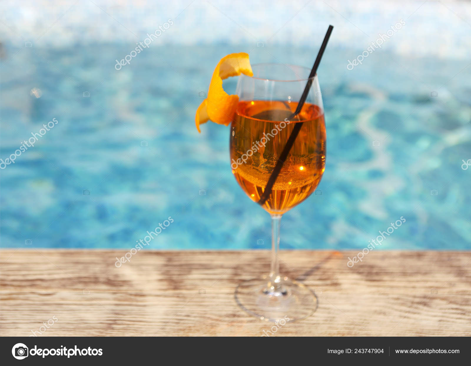 Glass Aperol Spritz Cocktail Pool Nosing Tropical Resort Stock Photo by ...