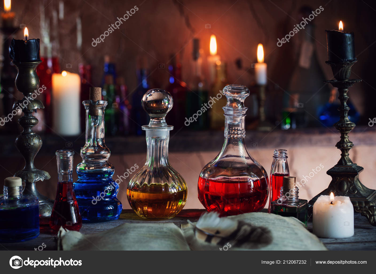 Magic Potion Ancient Books Candles Stock Photo by ©Kruchenkova 212067232