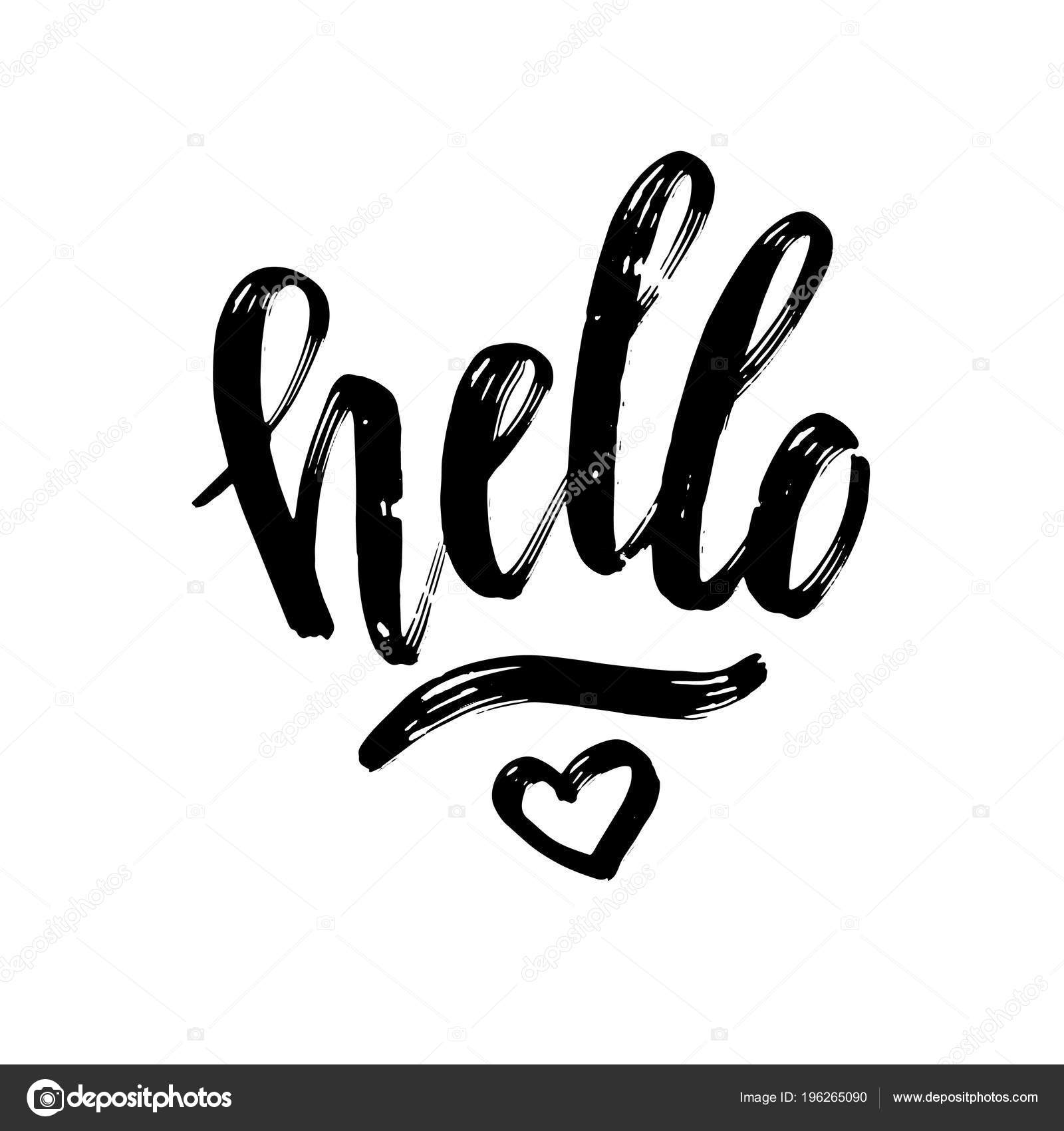 Brushcalligraphy Painted Word Hello Black Lettering Isolated White ...