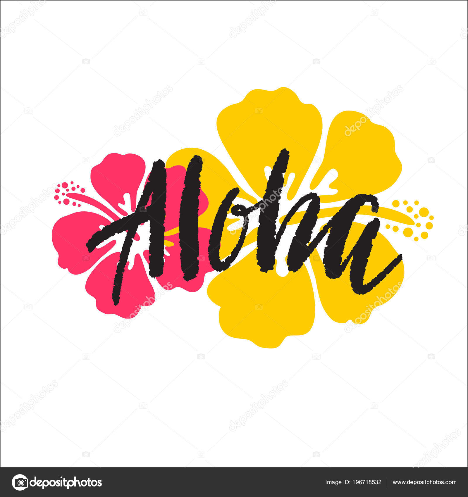 Letras Aloha Ilustración Vectorial Con Hibisco Para Impresión vector ...