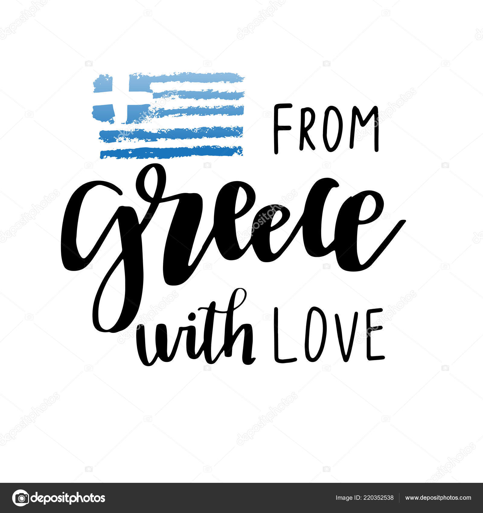 Greece Love Brush Vector Lettering Calligraphy Quote Web Print Textile ...