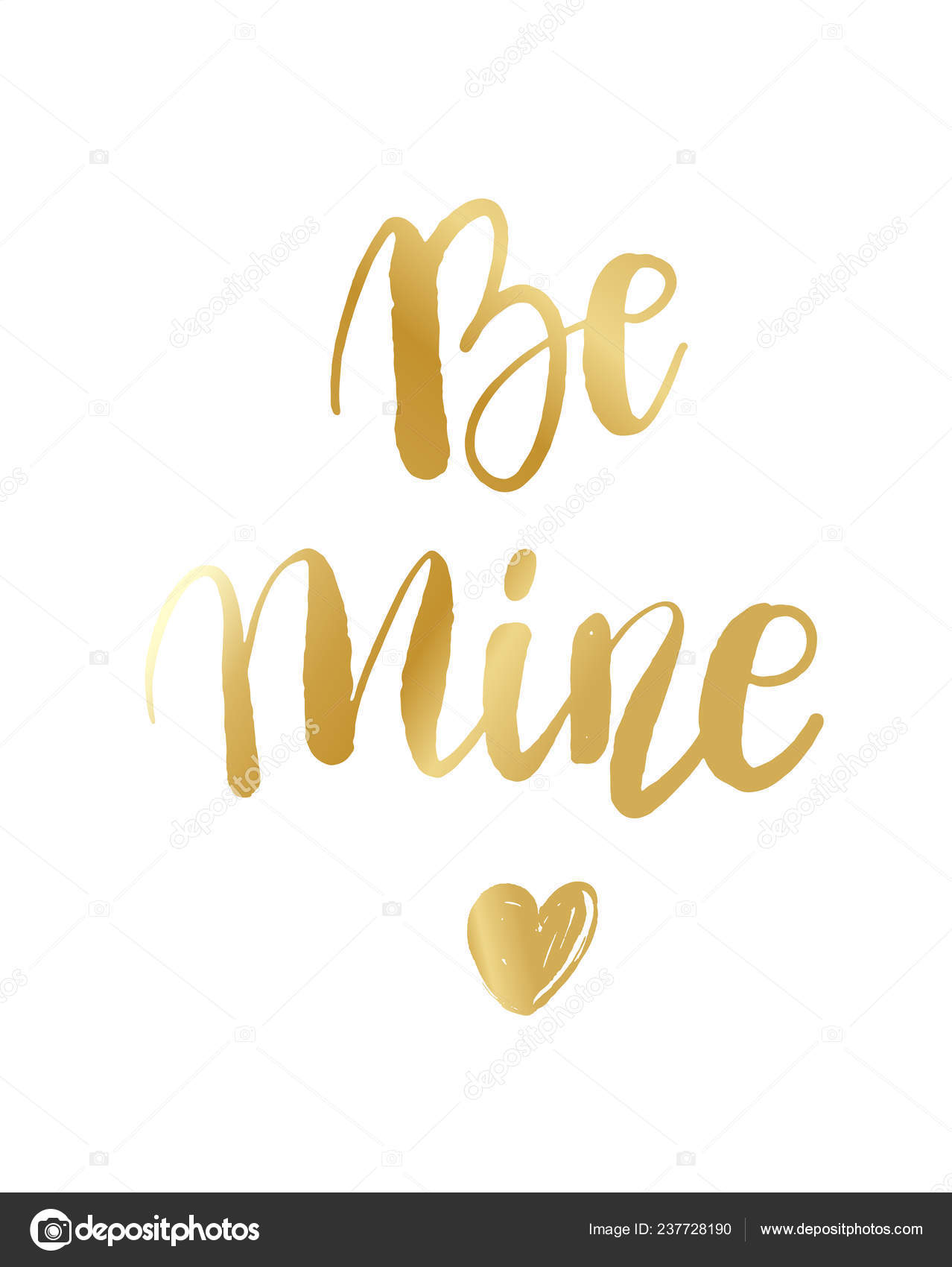 Mine Hand Lettering Gold Ink Calligraphy Isolated White Background ...