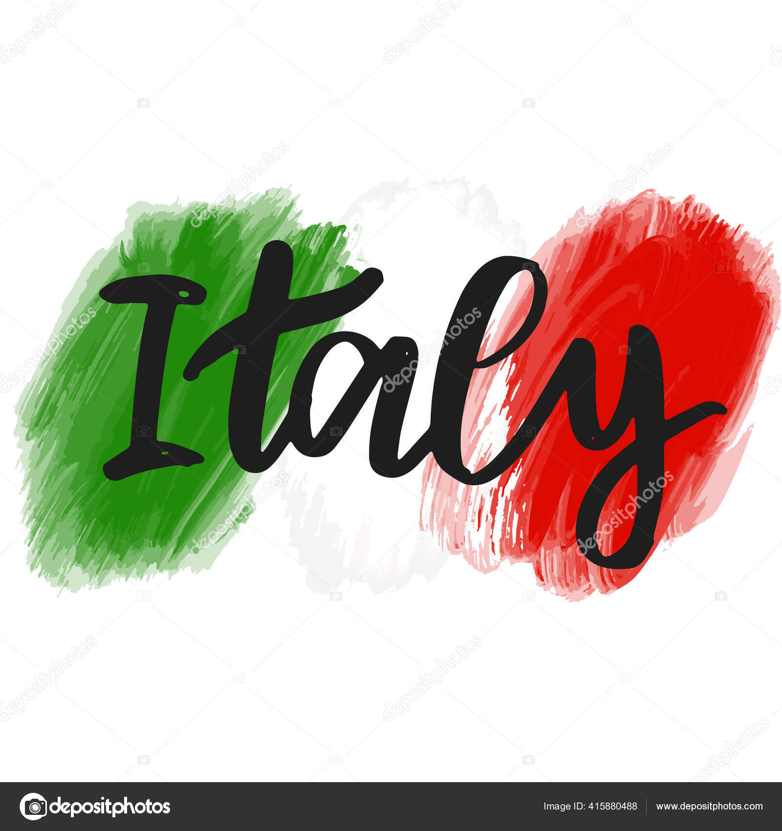 Italy Hand Painted Lettering Name European Country Brush Ink ...