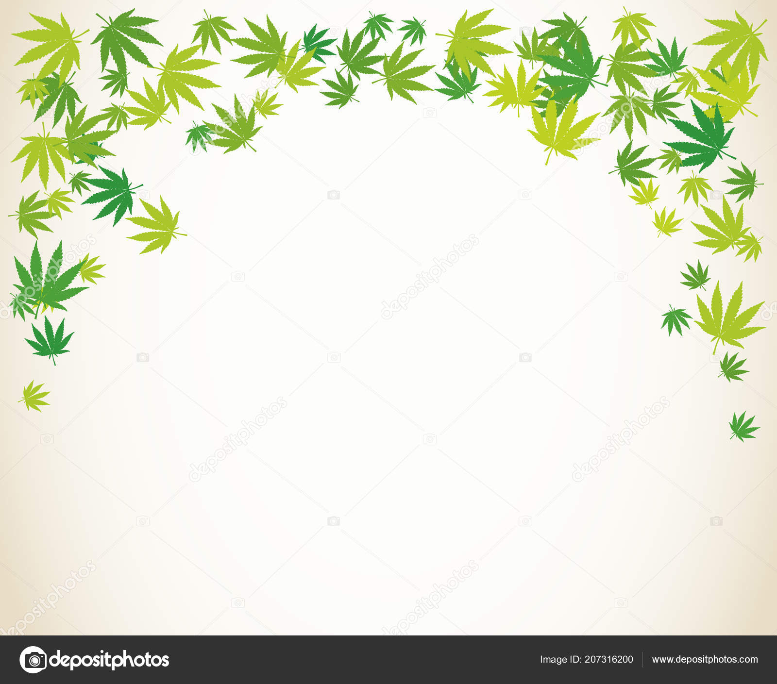 Marijuana Light Green Leaves Blank Frame Hand Drawn Narcotic Cannabis ...