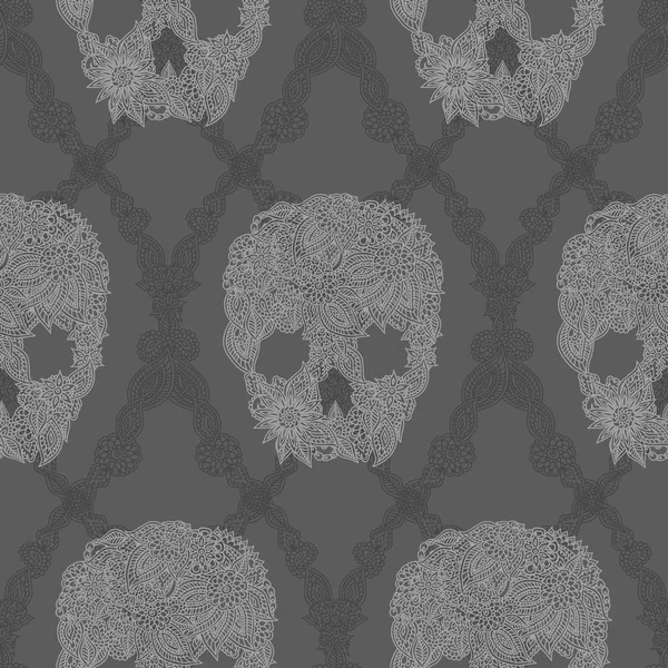 Skulls damask seamless pattern — Stock Vector © de-kay #91414904