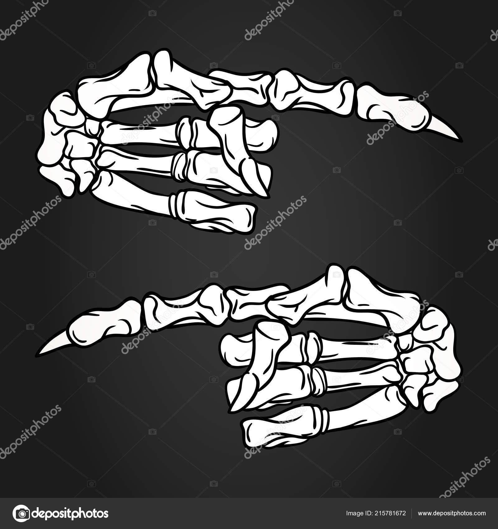 Skeleton Hands Pointing Finger Hand Drawn Halloween Greeting Card ...