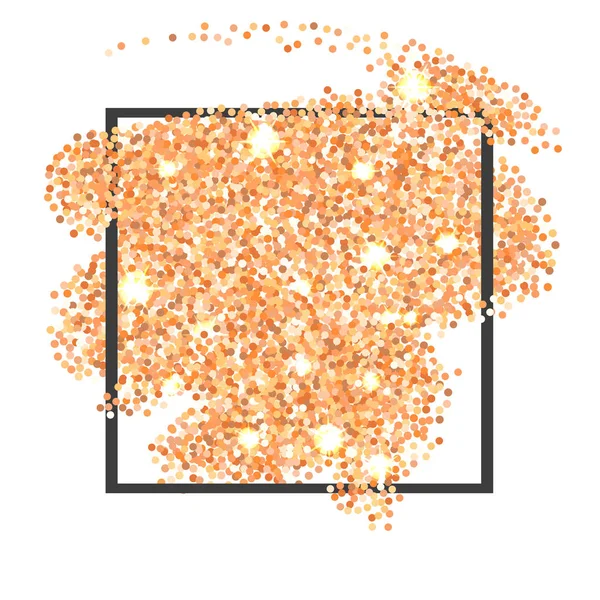 Golden Glitter Texture Square Border Isolated White Background Abstract ...