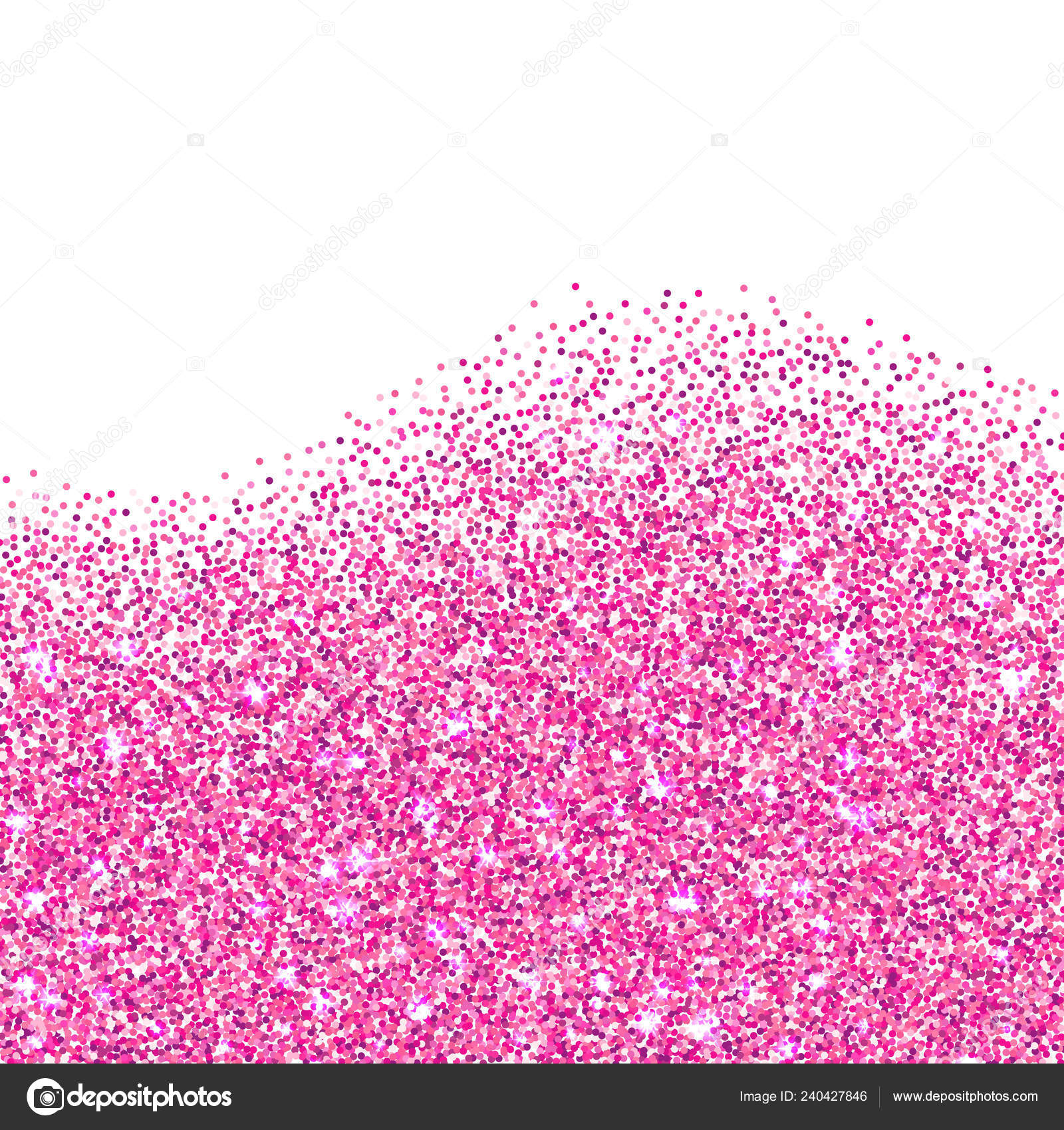 Borde Onda Textura Brillo Rosa Sobre Fondo Blanco Brillos Color Vector ...