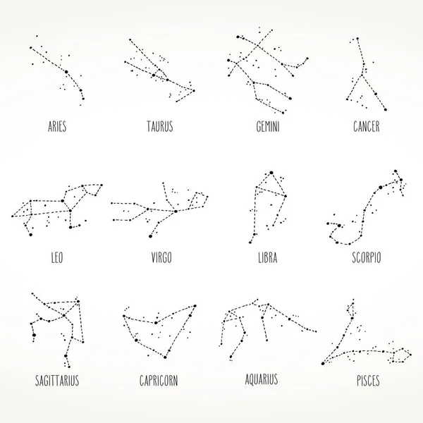 Zodiac sign hand drawn constellations set Stock Vector by ©de-kay 298251444