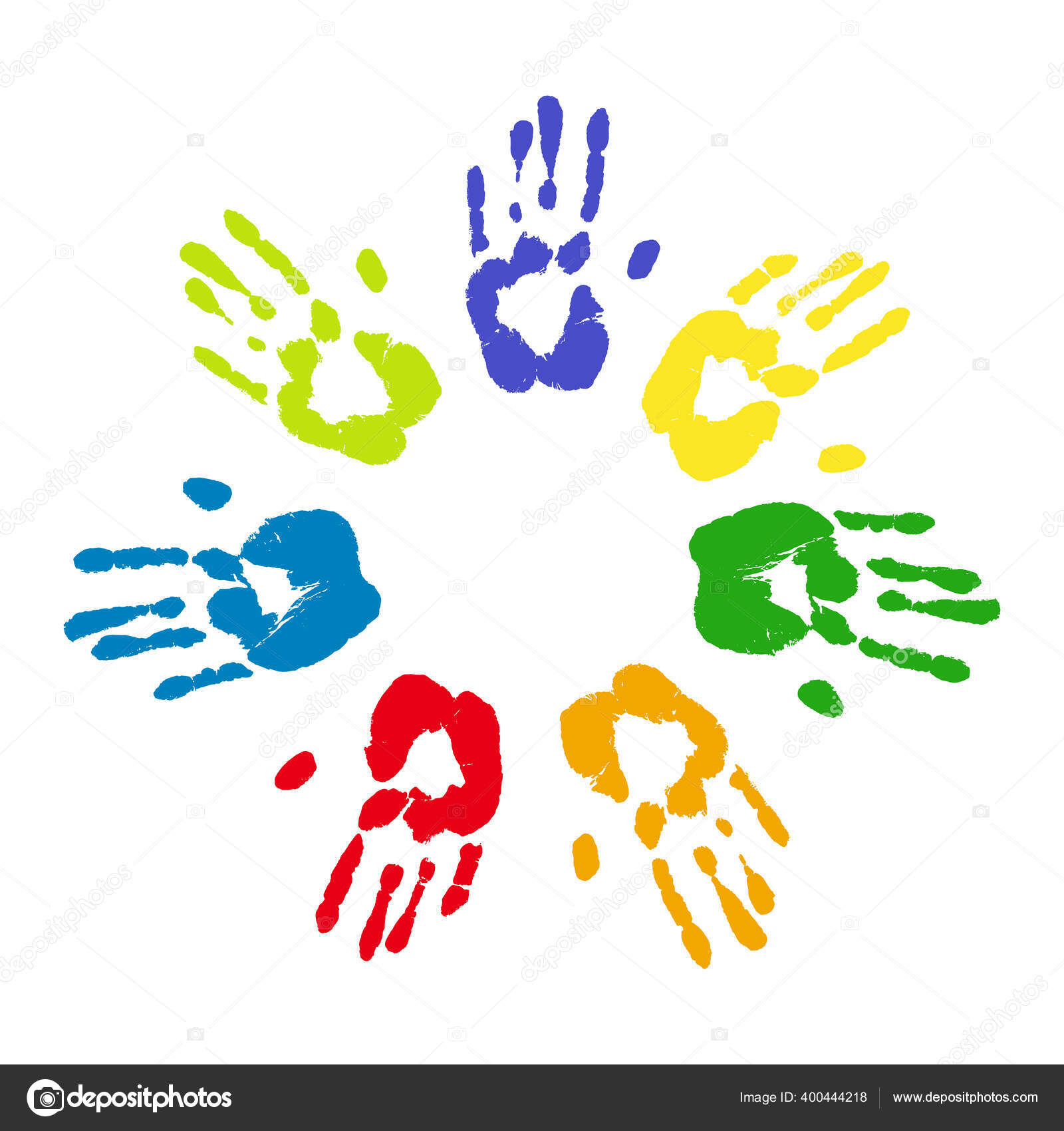 Colorful Prints Human Hands Unity Friendship Concept Multicolor Palm ...