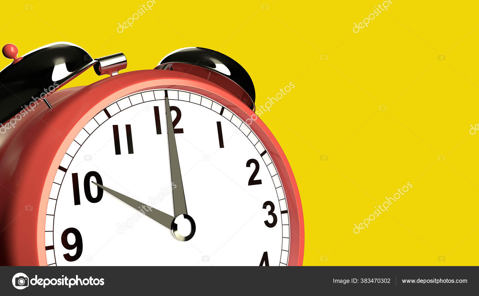 Abstract Alarm Clock Yellow Background Rendering Stock Photo by ...