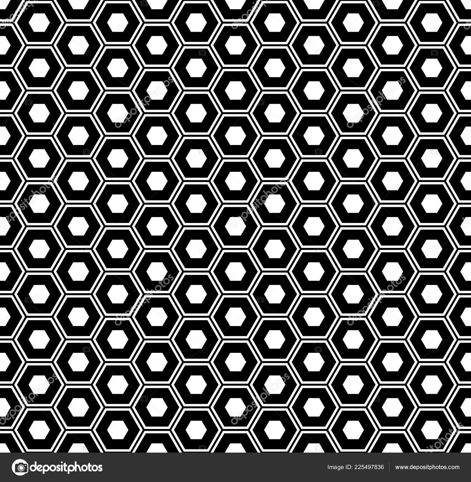 Seamless Hexagons Pattern Black White Geometric Texture Background ...