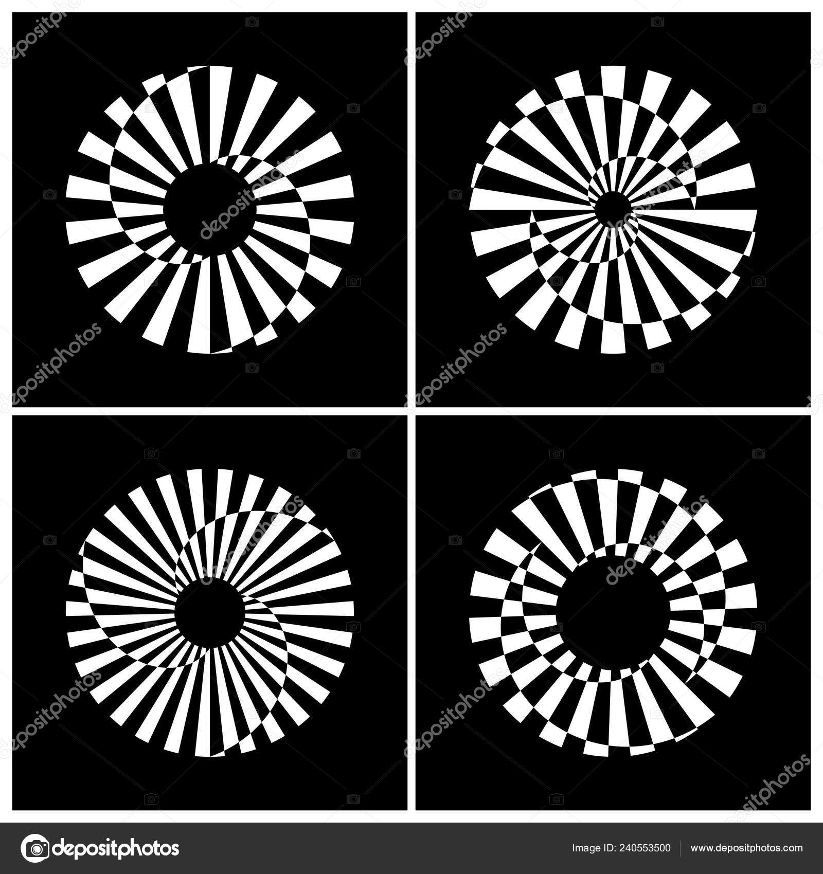 Design Elements Set Abstract Rotation Circle White Icons Black ...
