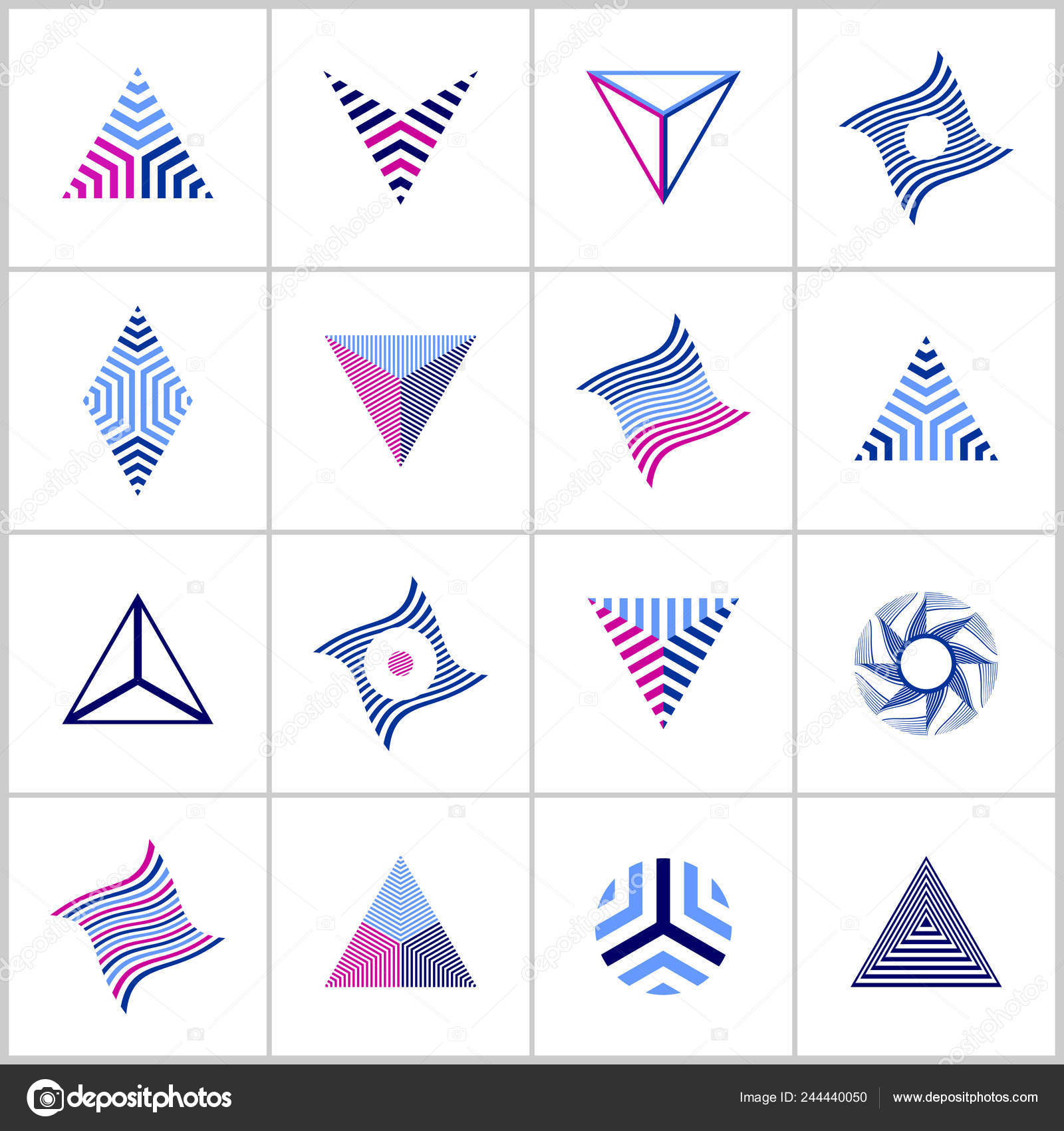 Design Elements Set Triangle Circle Diamond Shapes Abstract Striped ...
