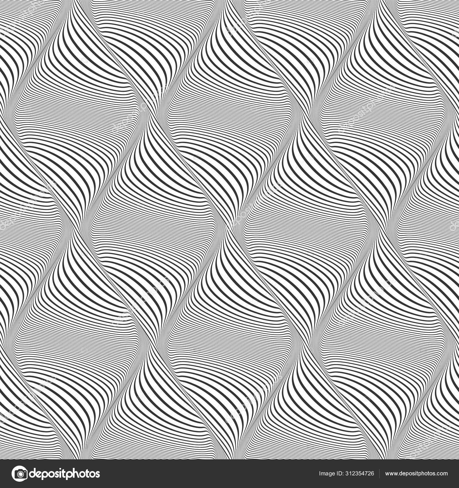 Seamless diamonds op art pattern. Wavy lines texture. Stock Vector ...
