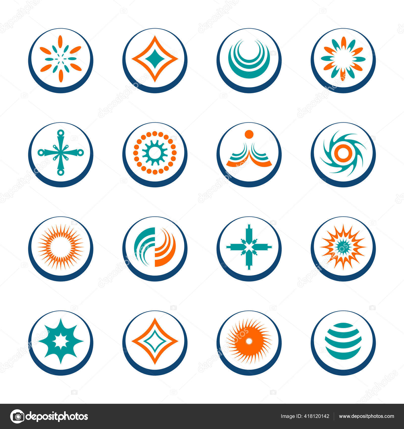 Design Elements Set Abstract Circle Icons Vector Art Stock Vector Image ...